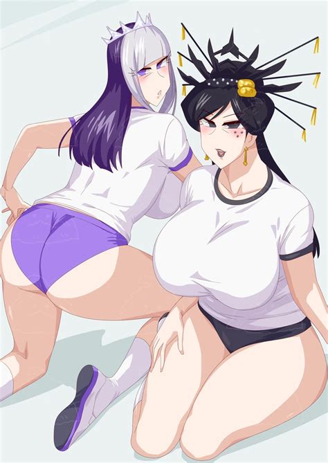Rule 34 2girls Big Breasts Black Hair Female Female Only Grey Eyes