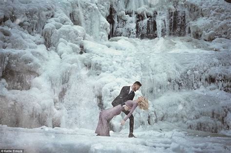 Couple Take Magical Engagement Photos At Frozen Waterfall Daily Mail