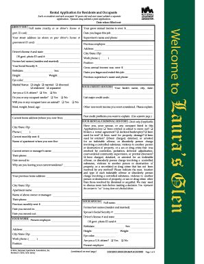 Fillable Online Rental Application For Residents And Occupants Each