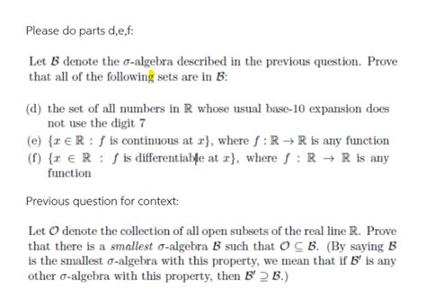 Please Do Parts D E F Let B Denote The σ Algebra
