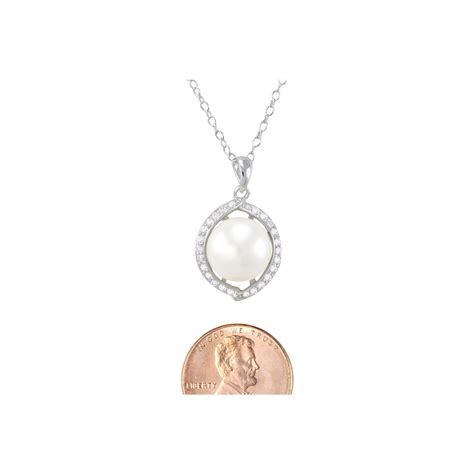 Freshwater Pearl Necklace Clear Cz Teardrop Necklace 925 Sterling Sil