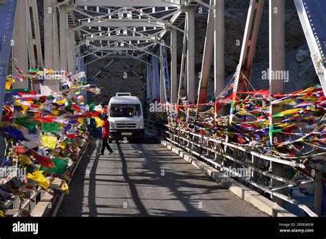 Bridge Over The Indus Near Alchi Ladakh Jammu And Kashmir India