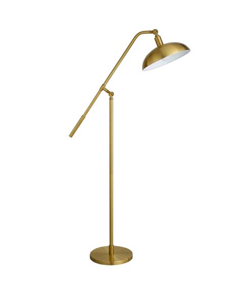 Hudson And Canal Devon Boom Arm Floor Lamp With Metal Shade In Brass