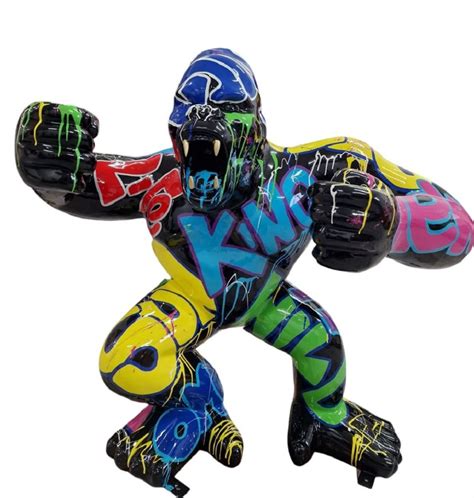 Casa Padrino Luxus Deko Skulptur Gorilla Affe Schwarz Mehrfarbig H