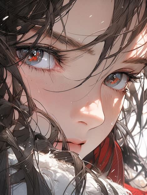 Premium AI Image Anime Girl With Long Hair And Blue Eyes Staring At