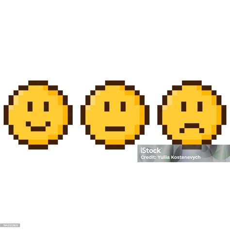 Unterschiedlicher Smilepixelartstil Vektorsymbol Stock Vektor Art Und