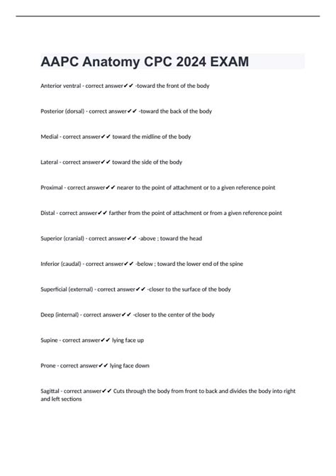 AAPC Anatomy CPC EXAM AAPC Anatomy CPC Stuvia US