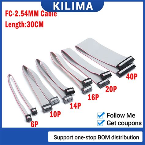 2 54mm Pitch Fc 6 10 14 16 20 40 Pin 30cm Jtag Isp Download Cable Gray Flat Ribbon Data Cable