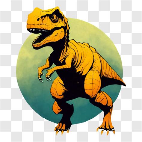 Download Orange T Rex Dinosaur Illustration On Circular Background Pngs