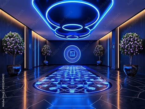 Smart Building Interface An Interior Of A Modern Building Where An Ai