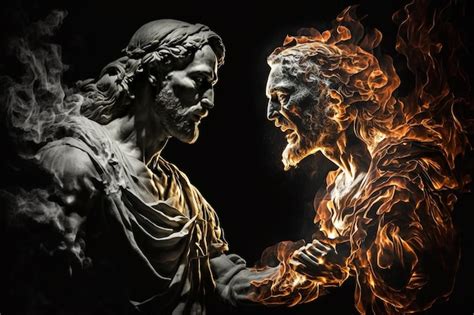 Deus Luta Contra O Diabo Generative Ai Foto Premium