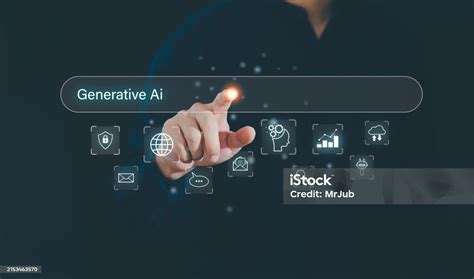 인공 지능과 미래 디지털 기술의 개념 생성형 Ai 콘텐츠 스토리 이미지에 적용하는 사람 스마트 로봇 Ai와 웹 사이트의 명령