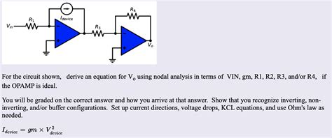 Solved For The Circuit Shown Derive An Equation For Vo Chegg