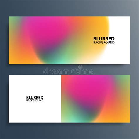 Set Of Abstract Blurred Multicolored Horizontal Banners With Blurred