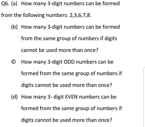 solved q6 a how many 3 digit numbers can be formed from the