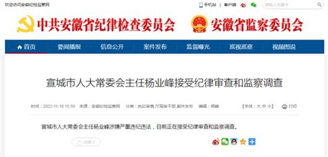 宣城市人大常委会主任杨业峰被查腾讯新闻