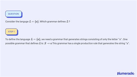 Solvedconsider The Languge L A Which Grammar Defines L