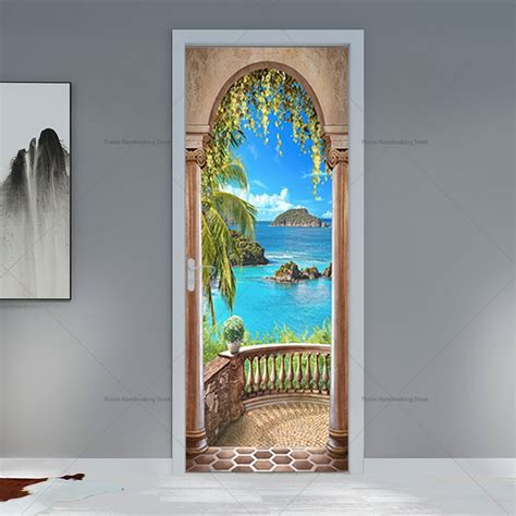 Multiple Styles Of 3d Door Stickers Detachable Waterproof Decorative
