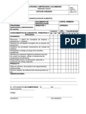 Check List De Limpieza Y Control Pdf Artofit