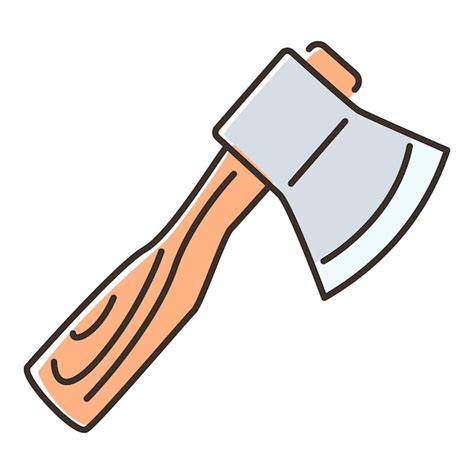 Premium Vector Axe With Wooden Handle Icon Flat Illustration Of Axe