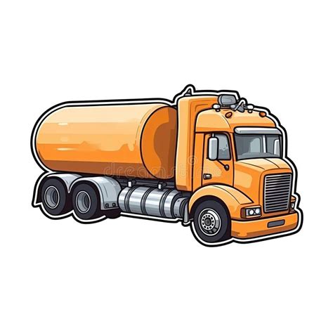 Tanker Truck In Cartoon Style Stiker On White Background On Isolated
