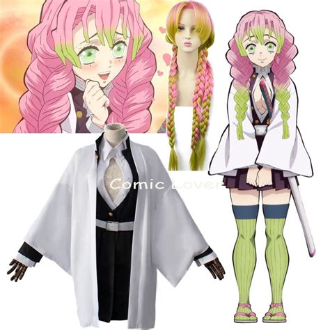 Demon Slayer Anime Costumes Kanroji Mitsuri Kawai Womens Cosplay