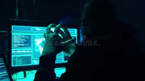 Wanted Hackers Coding Virus Ransomware Using Laptops And Computers In The Basement Cyber Attack