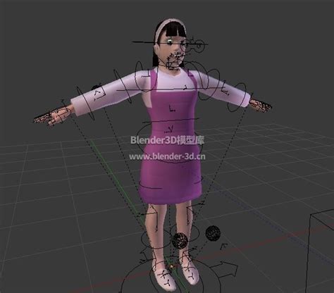 Blender 背带裙女孩3d模型素材资源免费下载 Blender3d模型库