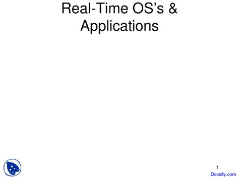 Real Time Operating System Lecture Slides Docsity