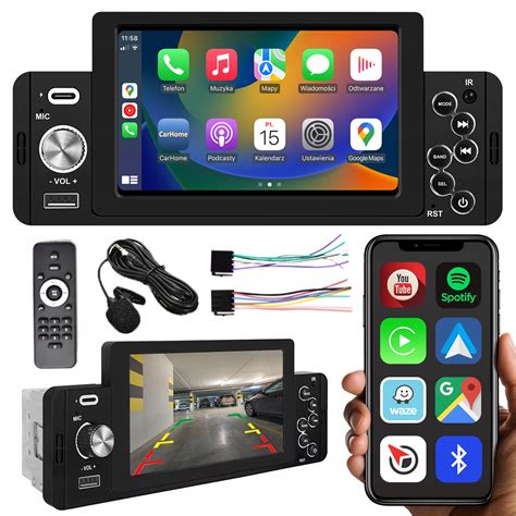 RADIO SAMOCHODOWE 1DIN BLUETOOTH 5 EKRAN DOTYK APPLE CARPLAY ANDROID