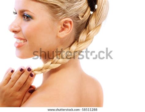 Beautiful Blonde Smiles Profile Isolated On库存照片58511288 Shutterstock