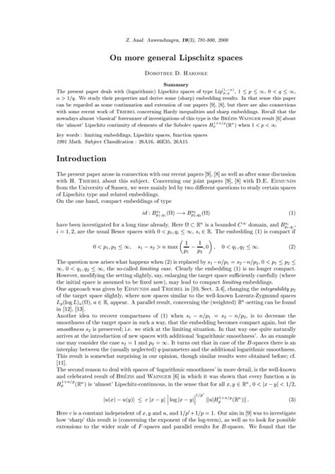 Pdf On More General Lipschitz Spaces