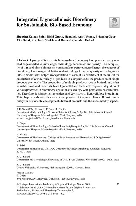 Pdf Integrated Lignocellulosic Biorefinery For Sustainable Bio Based