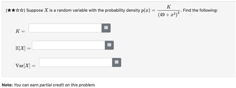 Solved K E X Var X Note You Can Earn Partial Credit On Chegg Com
