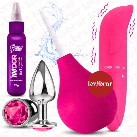 Kit Sex Shop Ducha Higiênica Intima Plug Anal Aço Inox Lubrificante