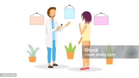 Phonendoscope와 추상 플랫 남자 의사 치유 여성 만화 사람들 캐릭터 개념 일러스트 벡터 디자인 스타일 의학 리셉션 에