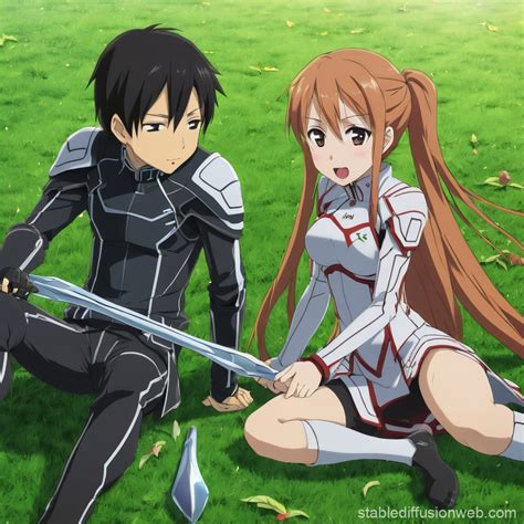 Kirito And Asuna From Sao Drinking Mango Tea Prompts Stable Diffusion Online