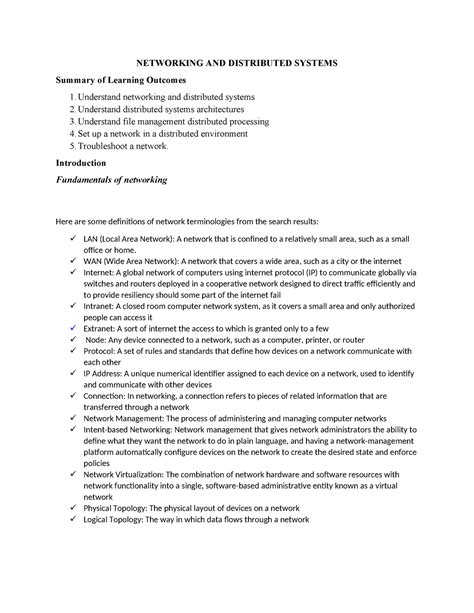 Networking And Distributed Systems Networking And Distributed Systems