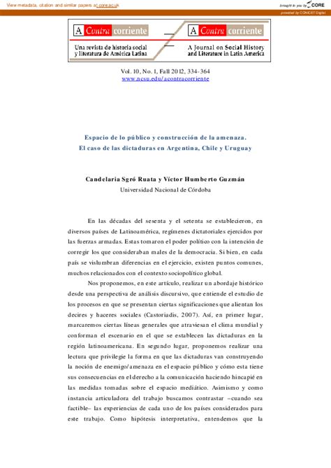 Pdf Espacio De Lo Público Y Construcción De La Amenaza El Caso De