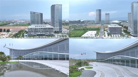 4k潇河国际会议中心潇河工业园视频素材下载