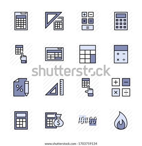 Set Calculation Vector Line Icons Contains Stock Vector Royalty Free Shutterstock