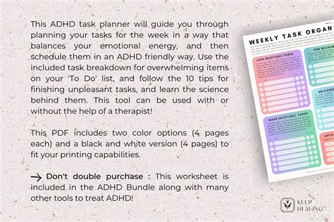 Adhd Task Planner Printable Pdf Adult Adhd Procrastination Task