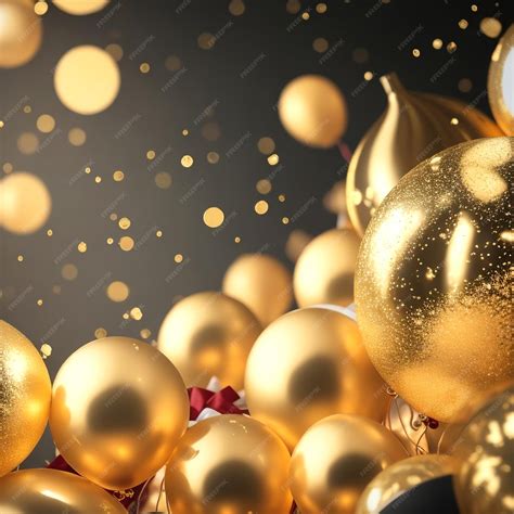 Premium Ai Image Luxury Background With Golden Inflatable Balloons
