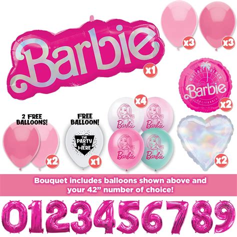Barbie Balloon Deluxe Balloon Bouquet With Custom Number Etsy