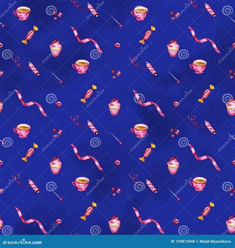 Tiled Seamless Pattern With Sewing And Patchwork Symbols On Canvas