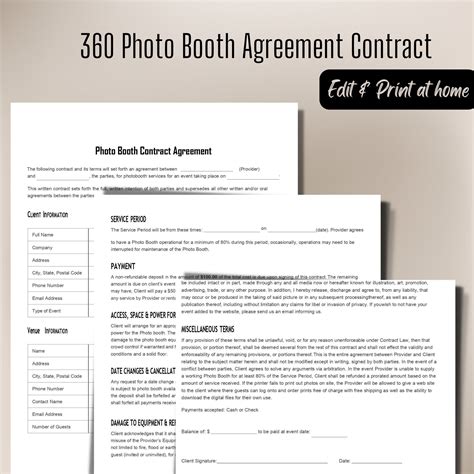 360 Photo Booth Contract Agreement Template 360 Video Booth Simple