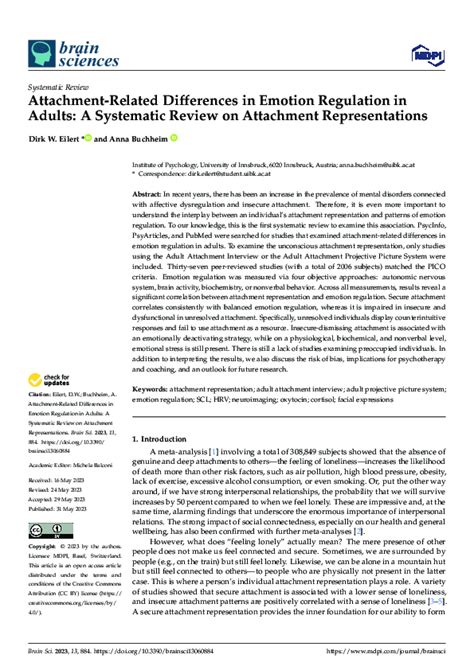 Pdf Attachment Related Differences In Emotion Regulation In Adults A