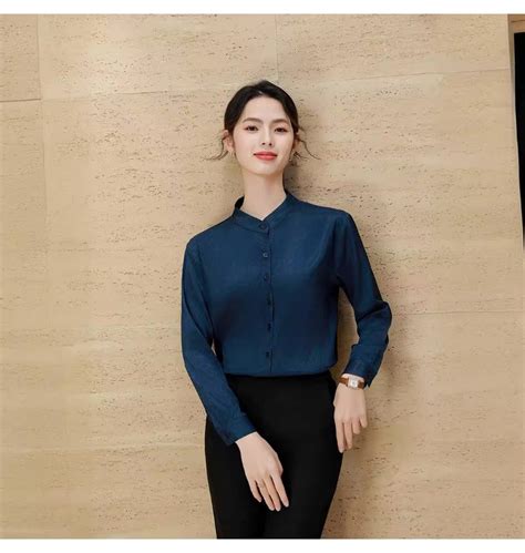 손오공 여자데일리룩 셔츠 무지데님 가을 스탠드카라 화이트 차이나카라 오피스룩 정장 면접 블라우스 Kuk3 티몬