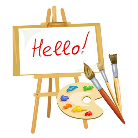 Vectores De Stock De Artista Con Pinturas Y Pincel Dibujo