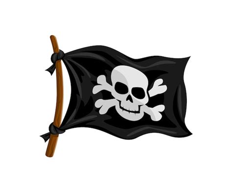 Premium Vector Jolly Roger Pirate Flag Black Banner With Skull